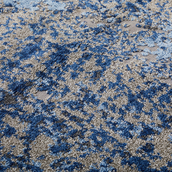 Large Blue Tan Abstract Contemporary Rug - Gil & Roy Props