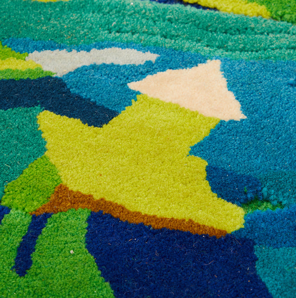 Thick Tufted Blue Green Landscape Rug - Gil & Roy Props