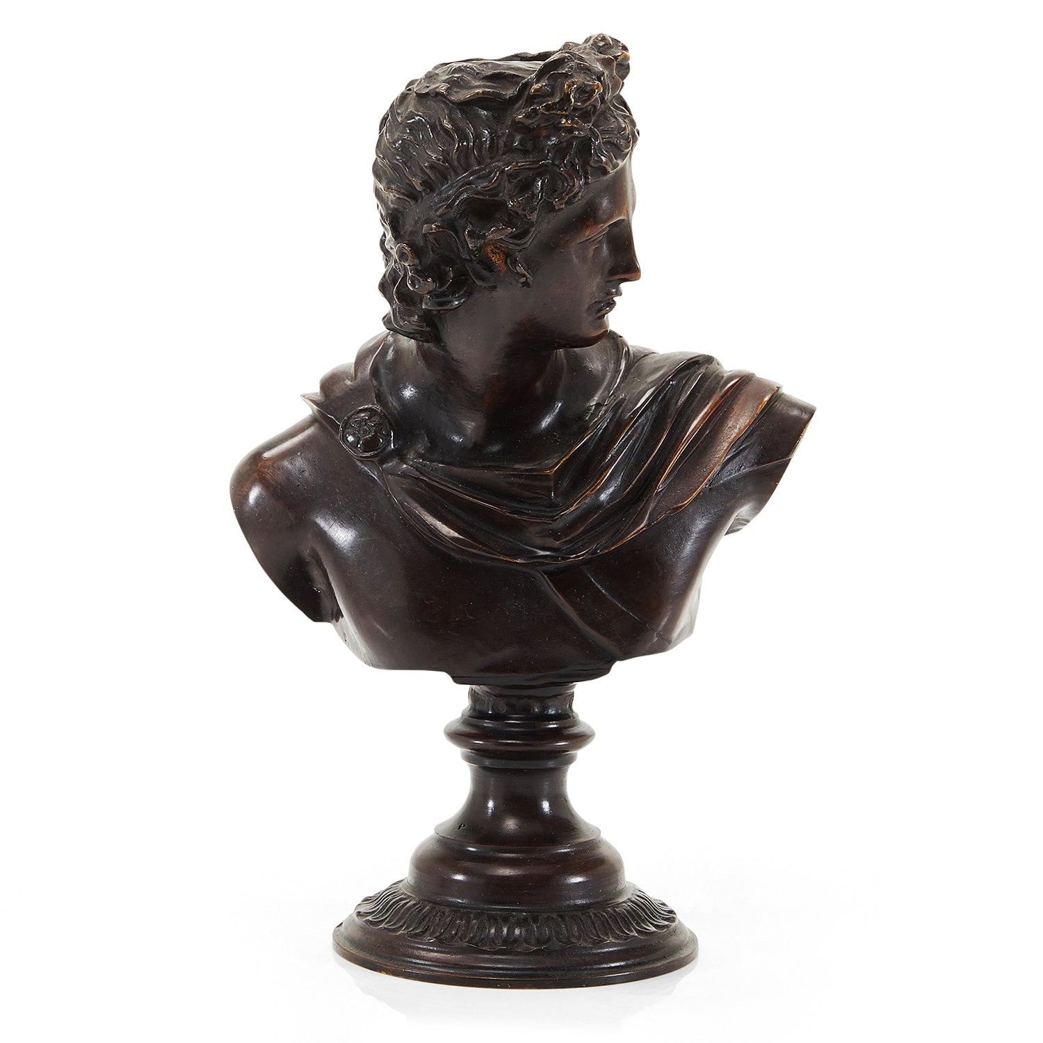 Brown Carved Grecian Apollo Bust - Gil & Roy Props