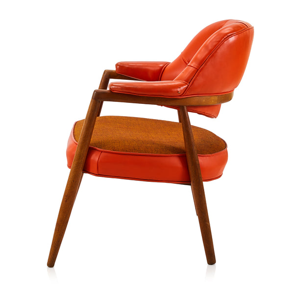 Orange Tufted Leather Tibor Mid Century Arm Chair - Gil & Roy Props