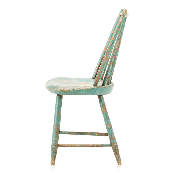Turquoise Distressed Wood Dowel Back Dining Chair - Gil & Roy Props