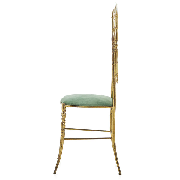 Gold High Back Chair with Teal Cushion - Gil & Roy Props