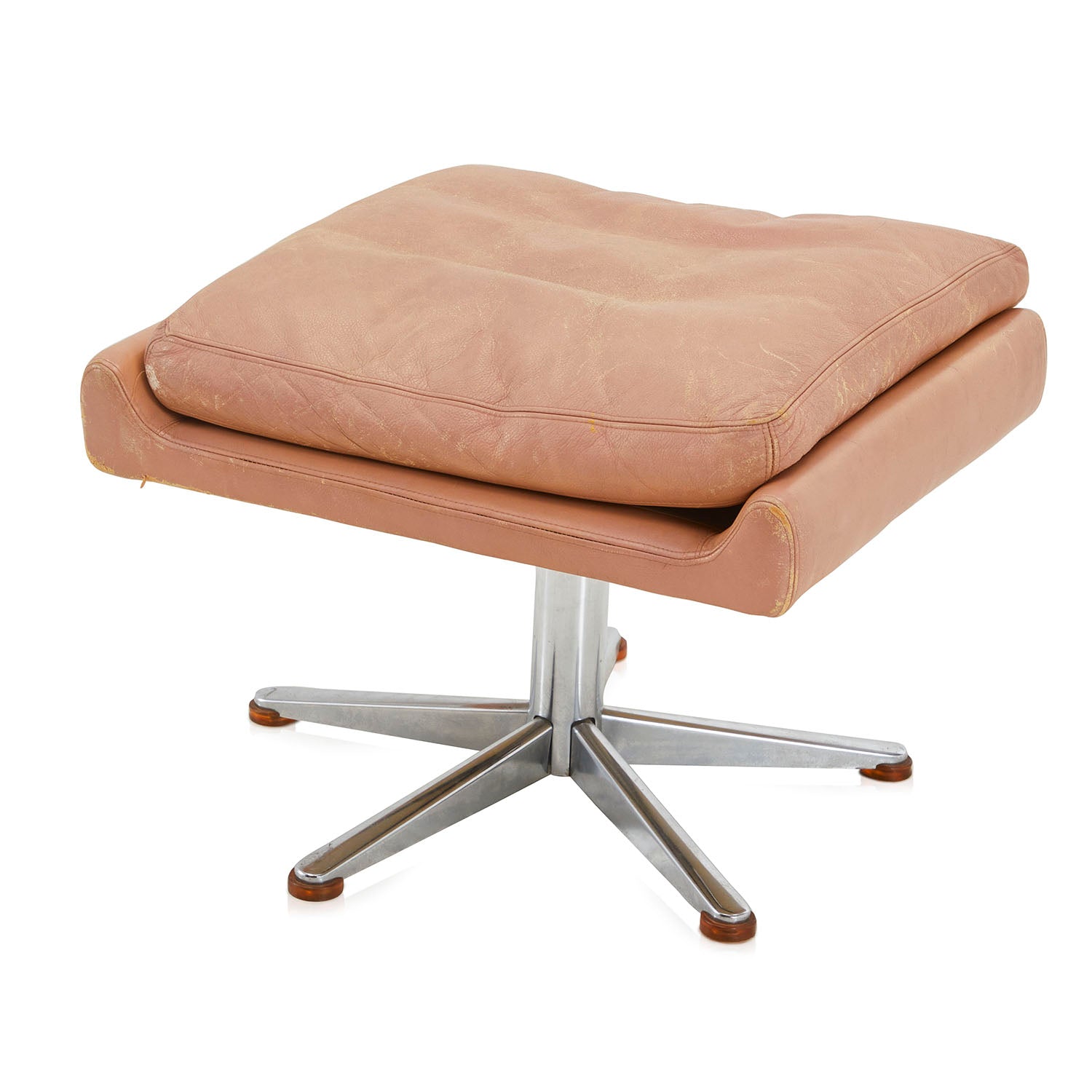Weathered Putty Leather Ottoman - Gil & Roy Props
