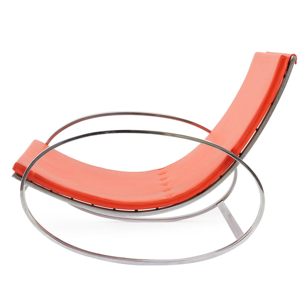 Orange and Chrome Rocker Lounge Chair - Gil & Roy Props