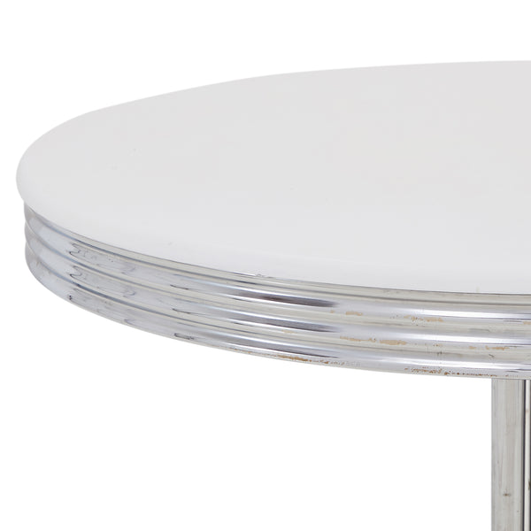 Round White + Chrome Kitchen Table - Gil & Roy Props