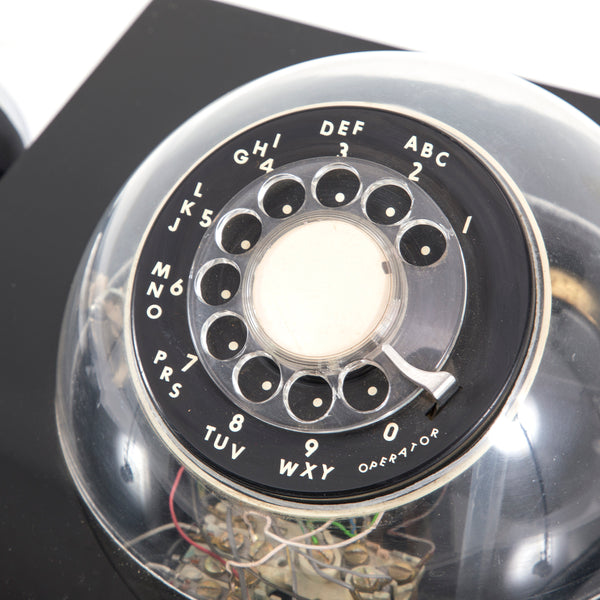 Black and Silver Rotary Phone with Clear Dome - Gil & Roy Props