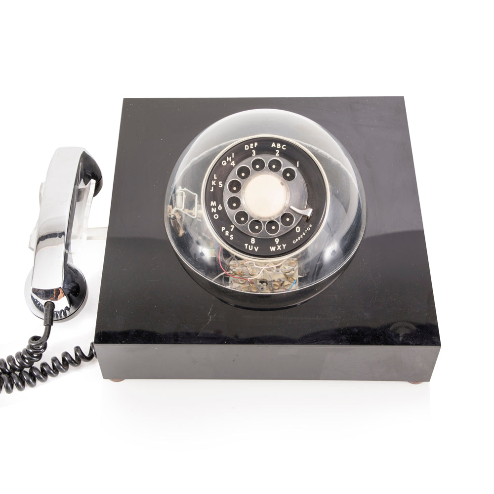 Black and Silver Rotary Phone with Clear Dome - Gil & Roy Props