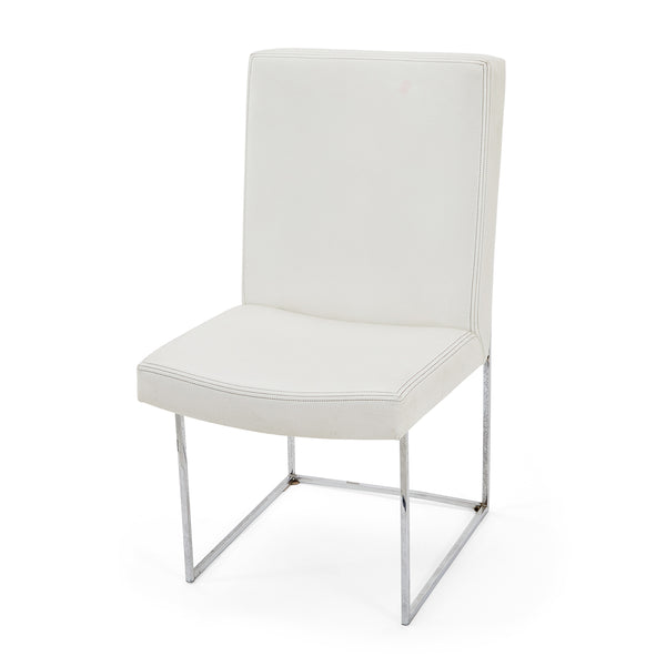 White Milo Baughman Dining Chair - Gil & Roy Props