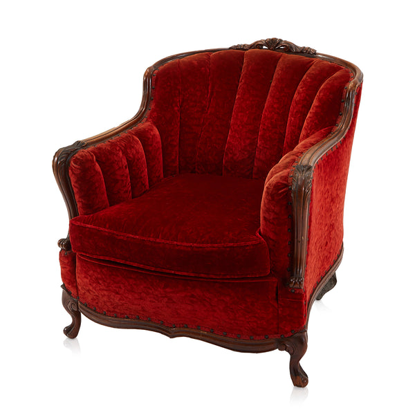Red Velvet Victorian Arm Chair - Gil & Roy Props