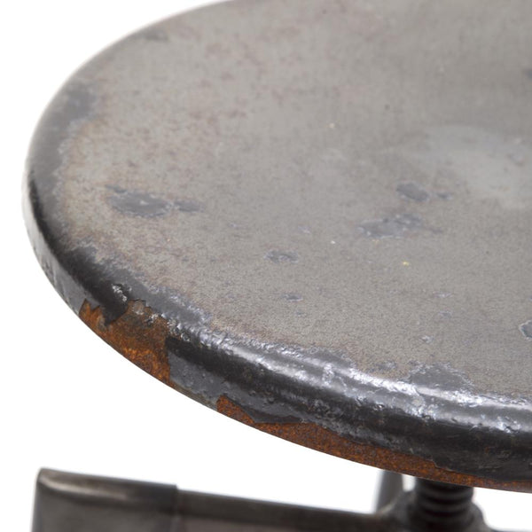 Rusted Black Metal Industrial Stool - Gil & Roy Props