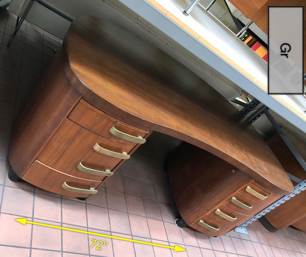 Large Curved Edge Stow Davis Wood Desk - Gil & Roy Props