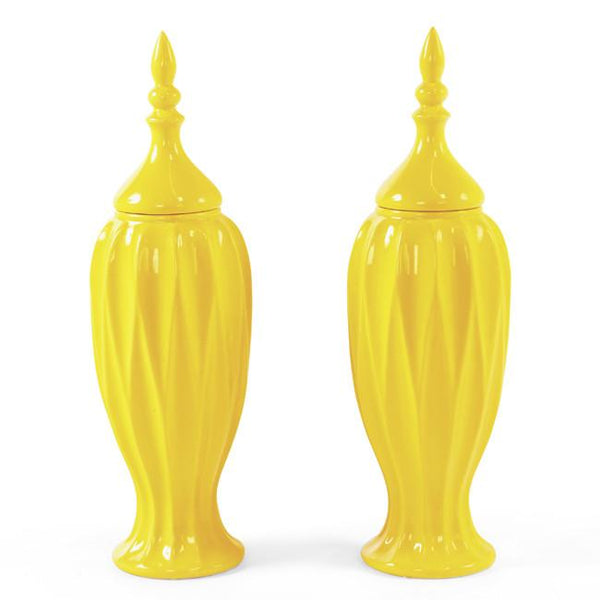 Yellow Tall Jar with Spire Lid - Gil & Roy Props